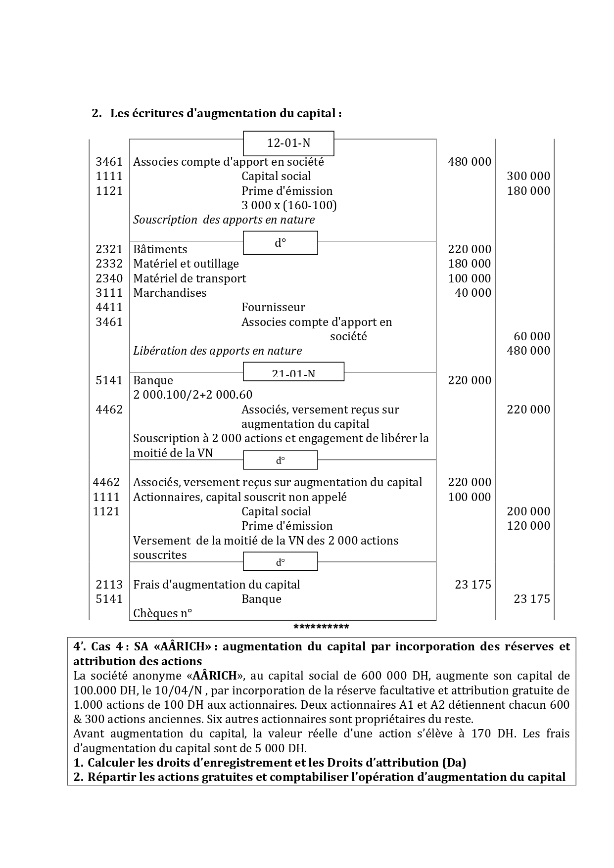 Augmentation du capital études de cas corrigés PDF | | | Semistre.com